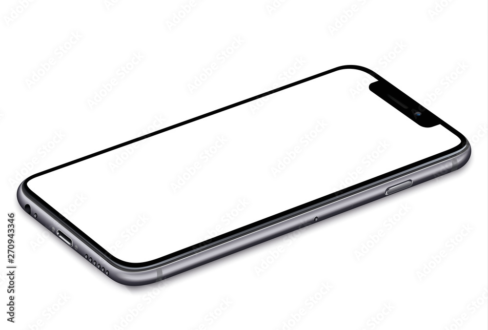 mobile phone with a blank screen lying on a flat surface. High ...