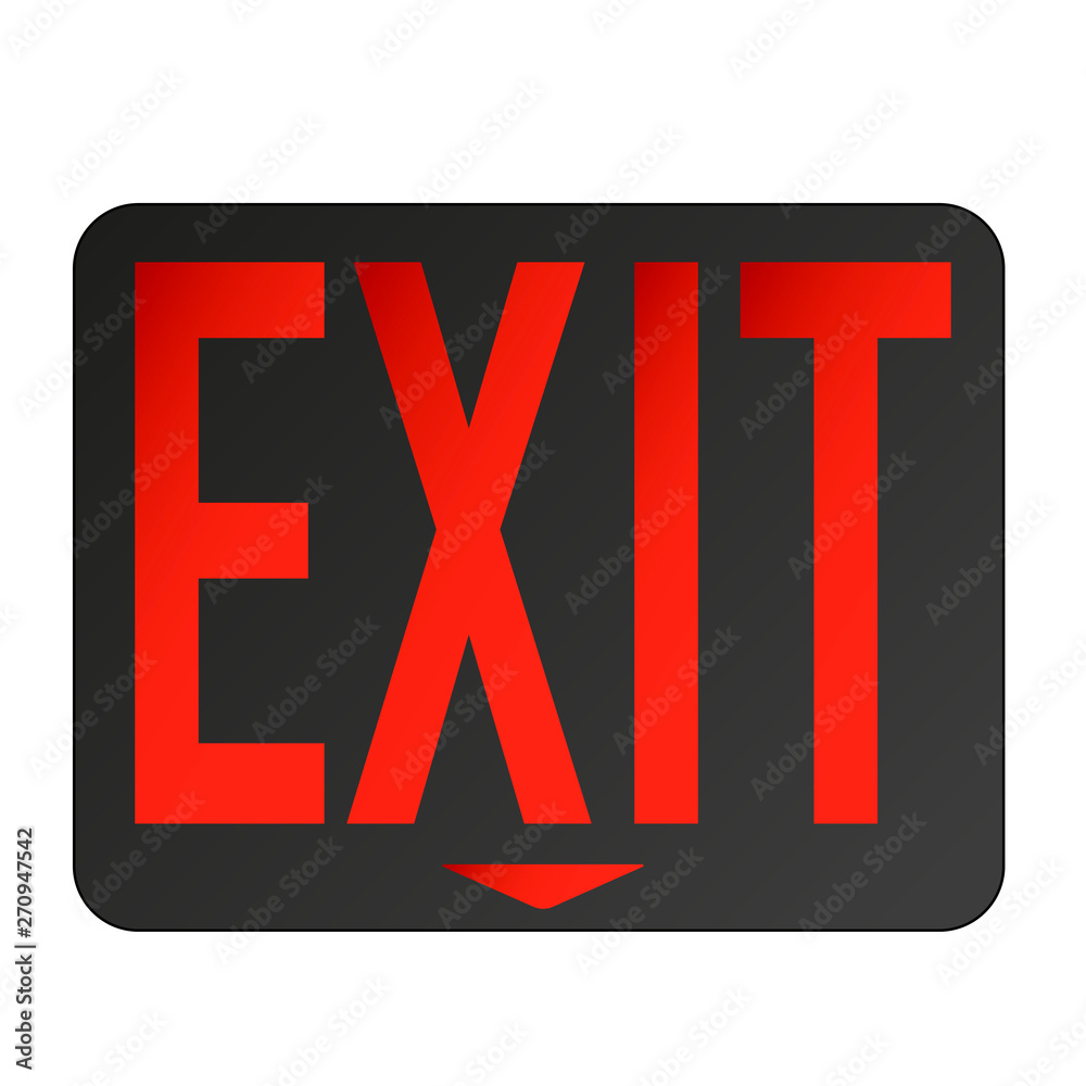 emergency exit sign lighted red white background Stock Vector | Adobe Stock
