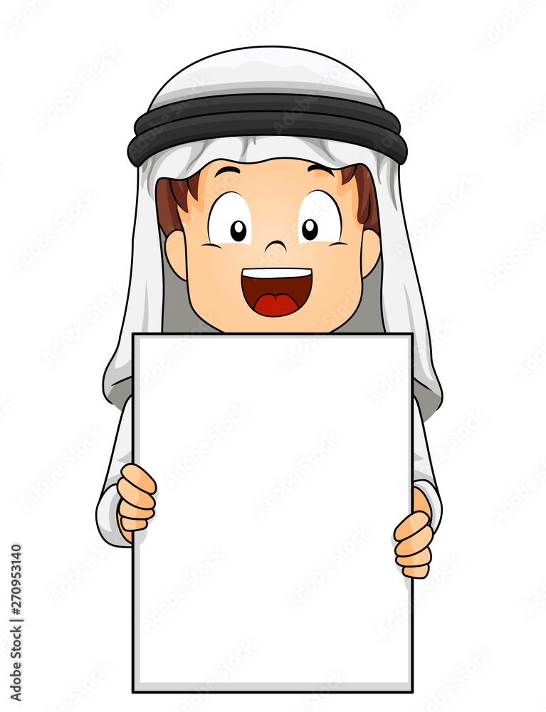 Kid Boy Qatari Blank Board Illustration Stock Vector | Adobe Stock