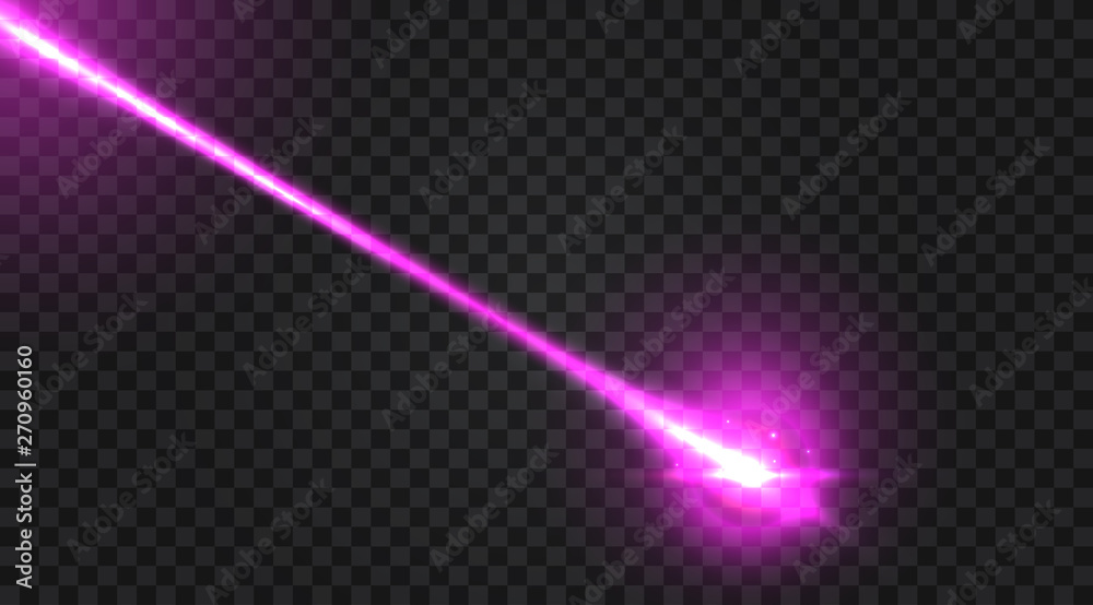 Realistic laser beam on transparent background. Vector illustration ...