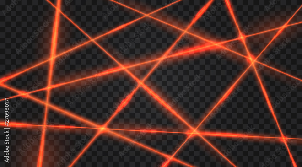 Realistic laser beams on transparent background. Vector illustration ...