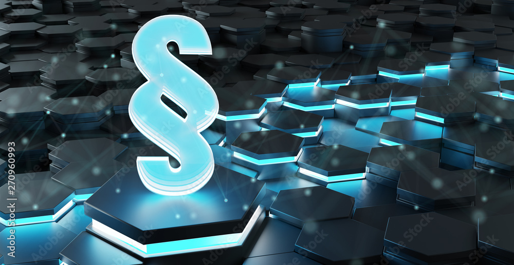 Black and blue law icon hexagons background 3D rendering Stock ...