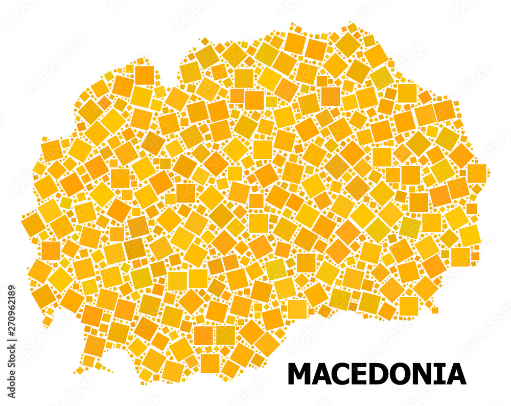 Poster Golden Rotated Square Pattern Map of Macedonia – Wall Art ...