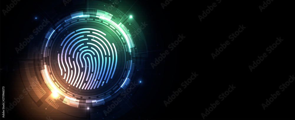 Abstract fingerprint technology business background. Circuit security ...