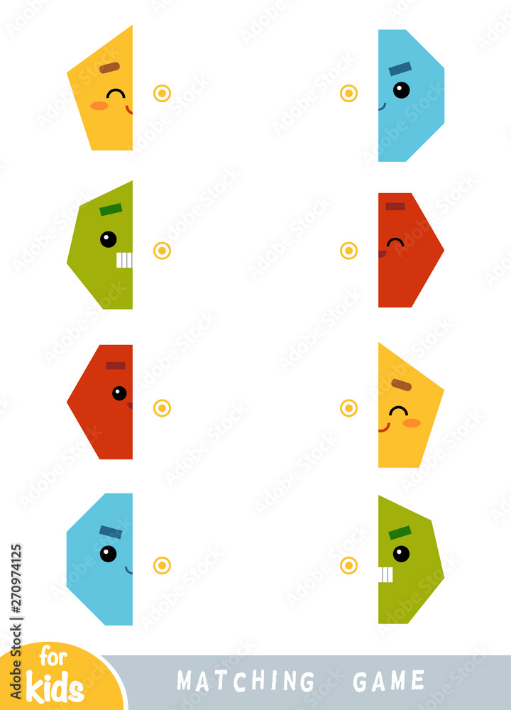 Matching game, game for children. Match the halves. A set of geometric ...