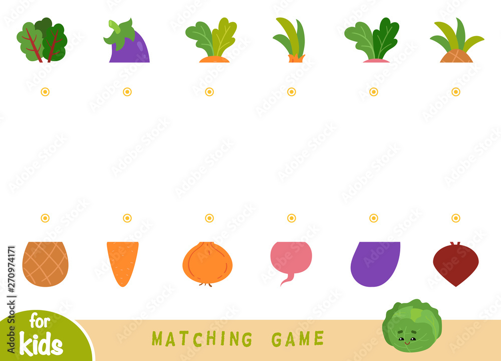 Matching game, educational game for children. Match the halves. Set of ...