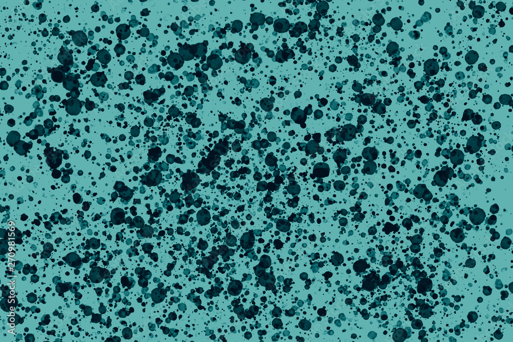 Abstract watercolor blue green background with bright black paint ...