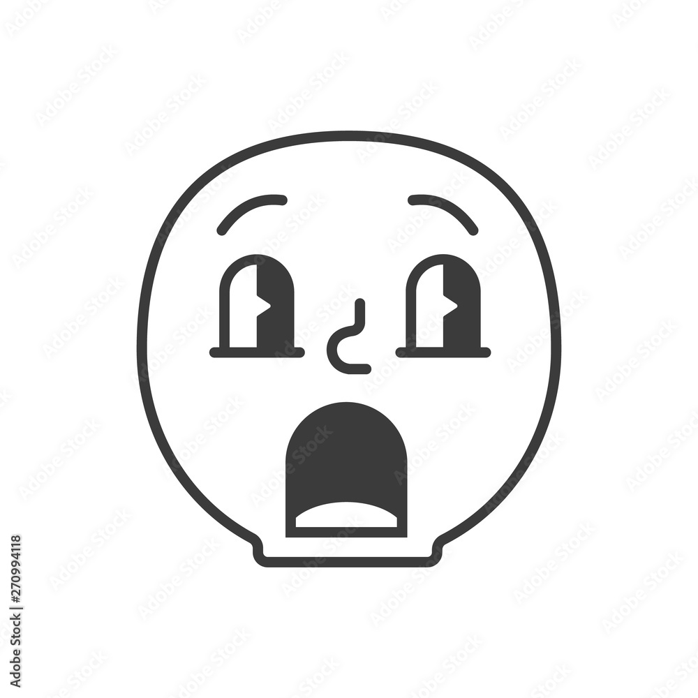 Confused smile fase black and white emoji. Vector eps 10 Stock Vector ...