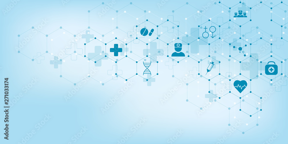 Abstract medical background with flat icons and symbols. Concepts and ...