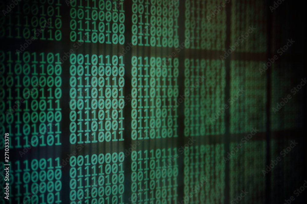 Data Matrix Binary Code Flowing Downward Motion Green Color Computer Theme Information Science