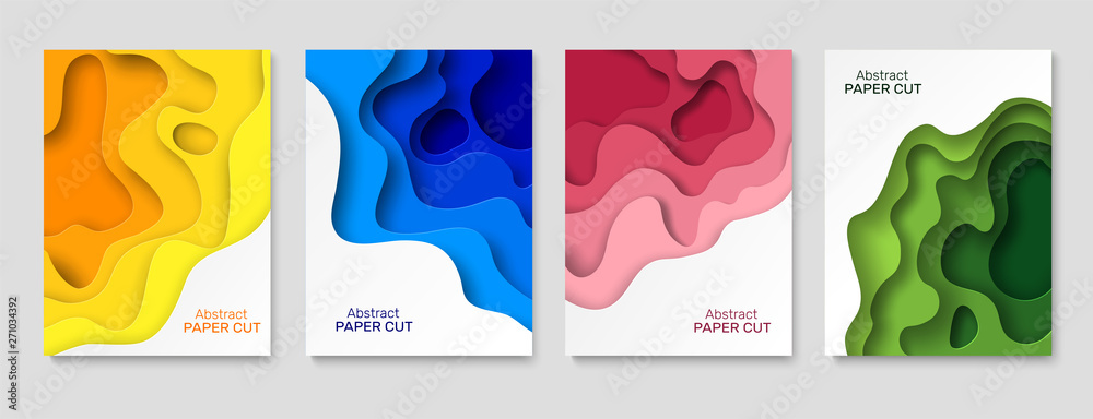Cutout paper background. Abstract paper cut shapes, colourful curved ...