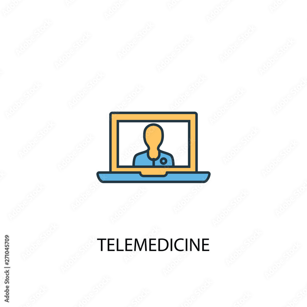 telemedicine concept 2 colored line icon. Simple yellow and blue ...