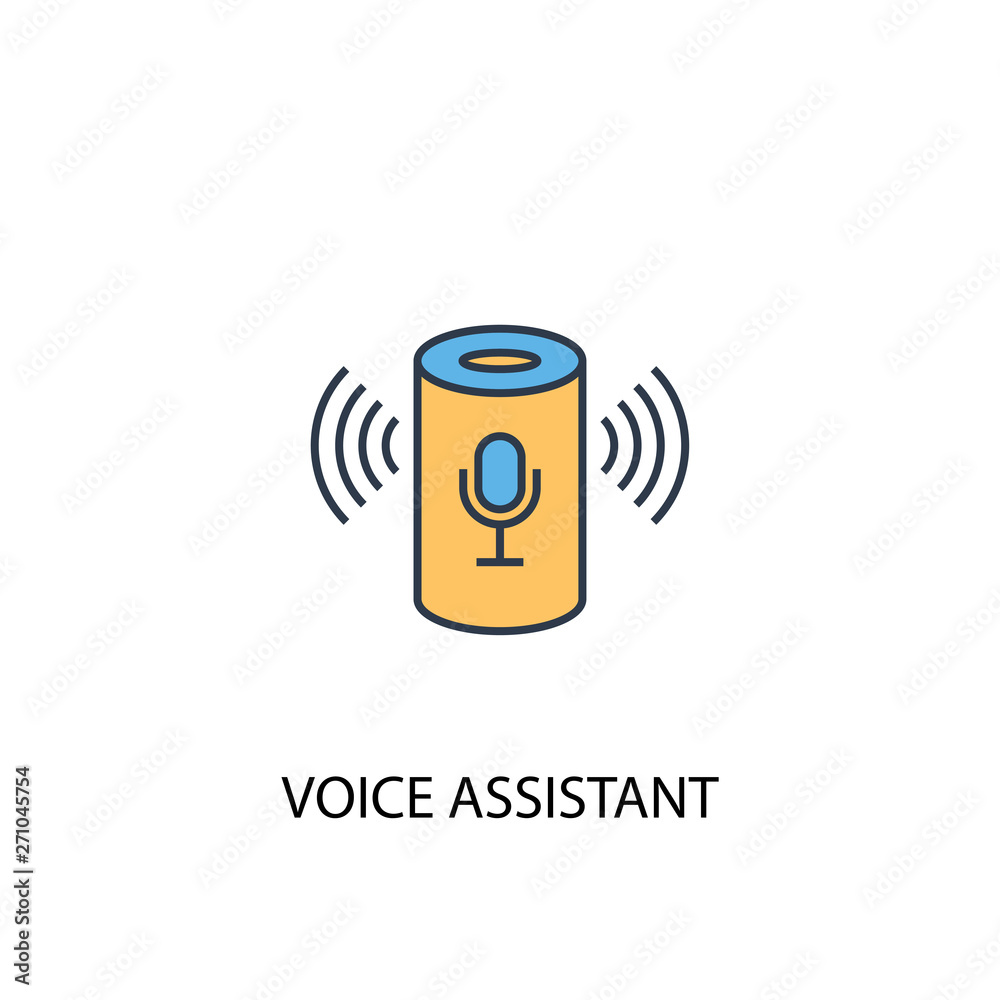 voice assistant concept 2 colored line icon. Simple yellow and blue ...