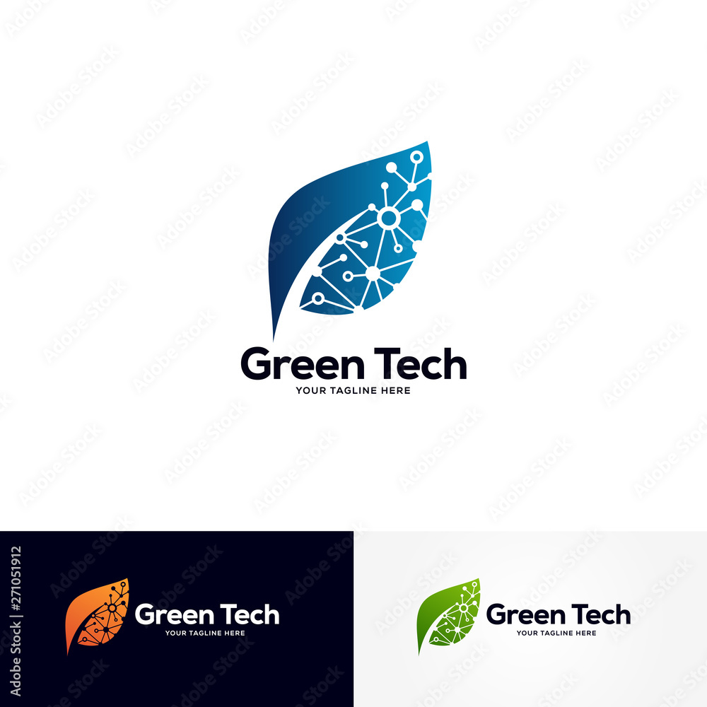 green tech logo designs template, creative technology logo symbol Stock ...