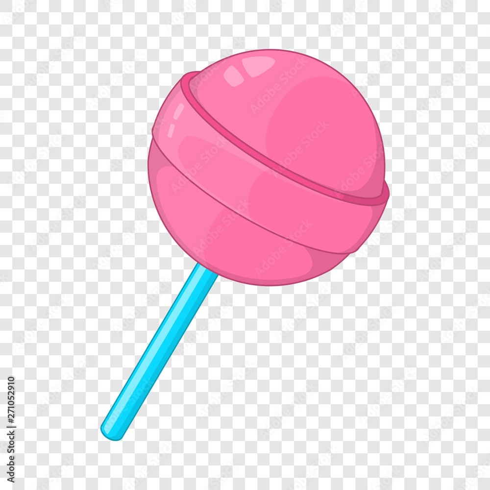 Round pink lollipop icon. Cartoon illustration of round pink lollipop ...