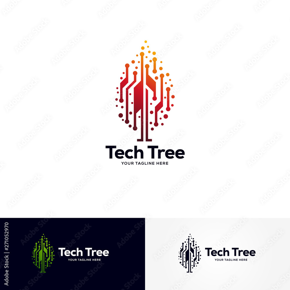 tech tree logo designs template, creative technology logo symbol Stock ...