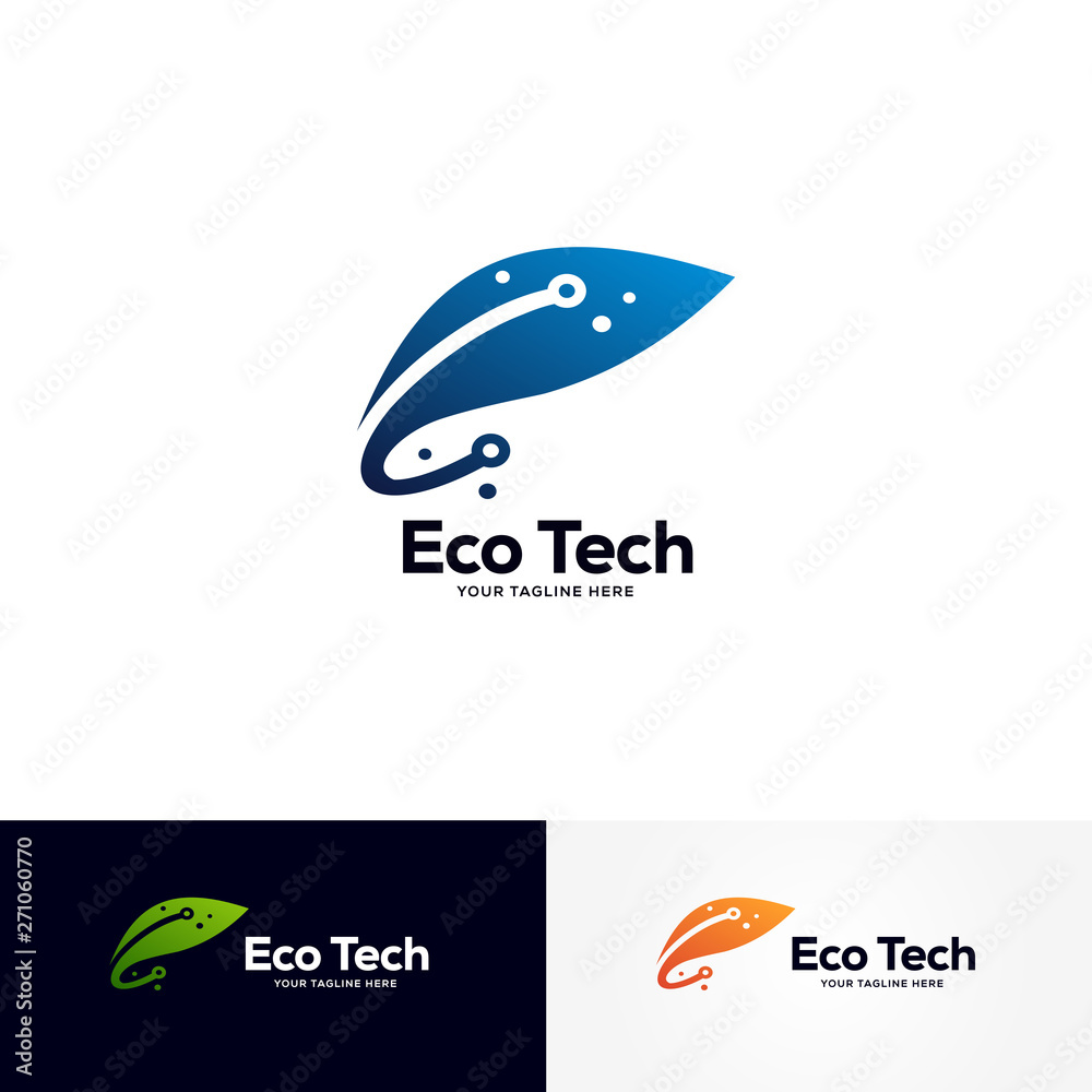 eco technology logo designs template, creative technology logo symbol ...
