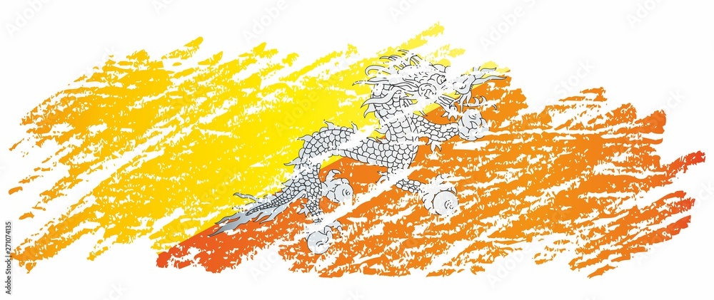 Flag of Bhutan, Kingdom of Bhutan. Template for award design, an ...