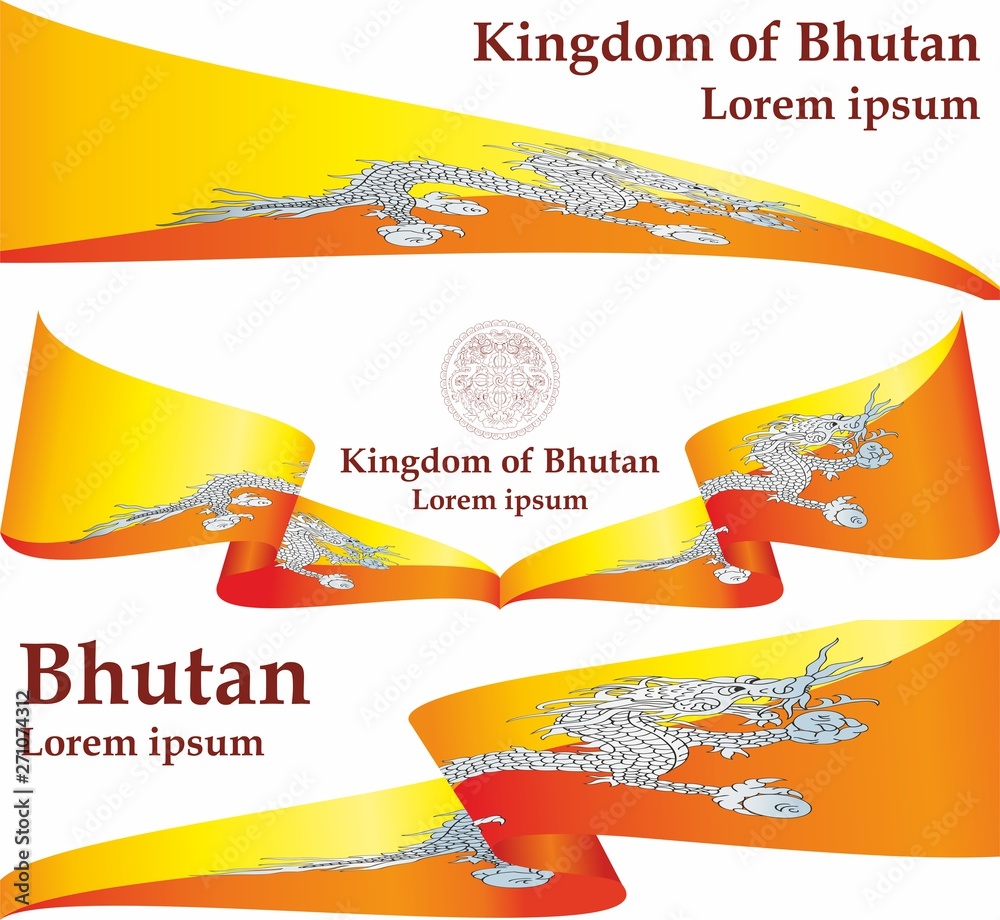 Flag of Bhutan, Kingdom of Bhutan. Template for award design, an ...