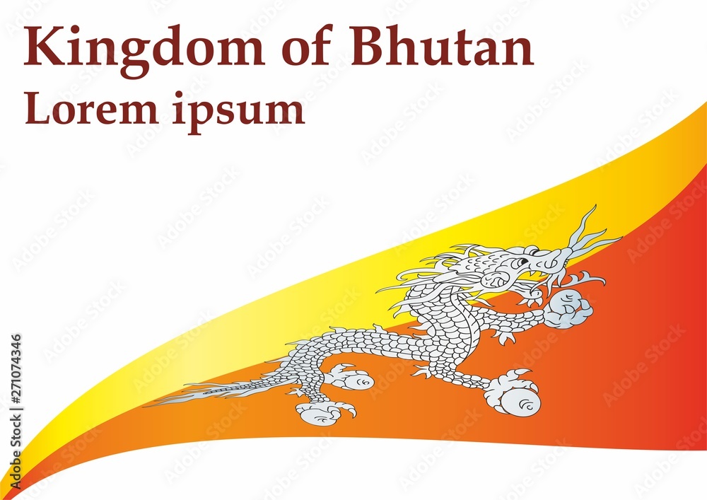 Flag of Bhutan, Kingdom of Bhutan. Template for award design, an ...