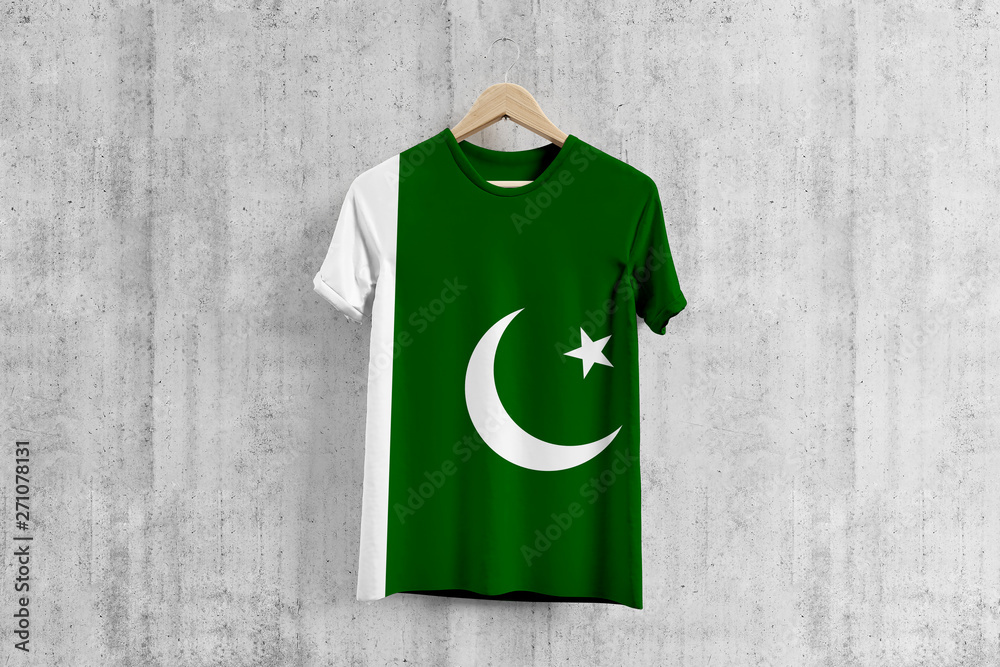 Pakistan flag T-shirt on hanger, Pakistani team uniform design idea for ...