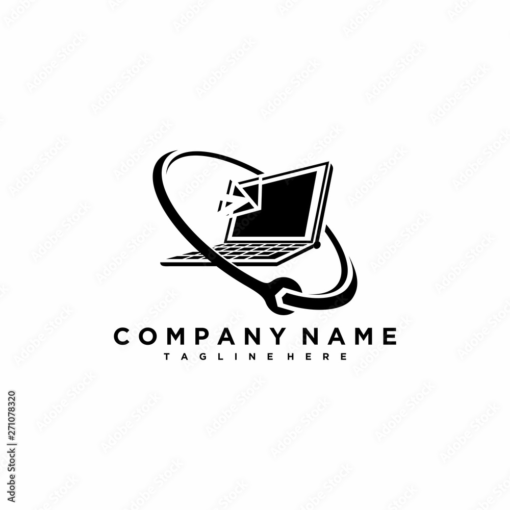 laptop broken screen repair service logo vector icon ilustration Stock ...