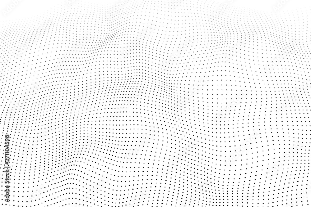 Wave 3d. Wave of particles. Futuristic point wave. Design for poster ...