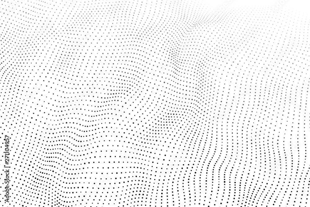 Wave 3d. Wave of particles. Futuristic point wave. Design for poster ...