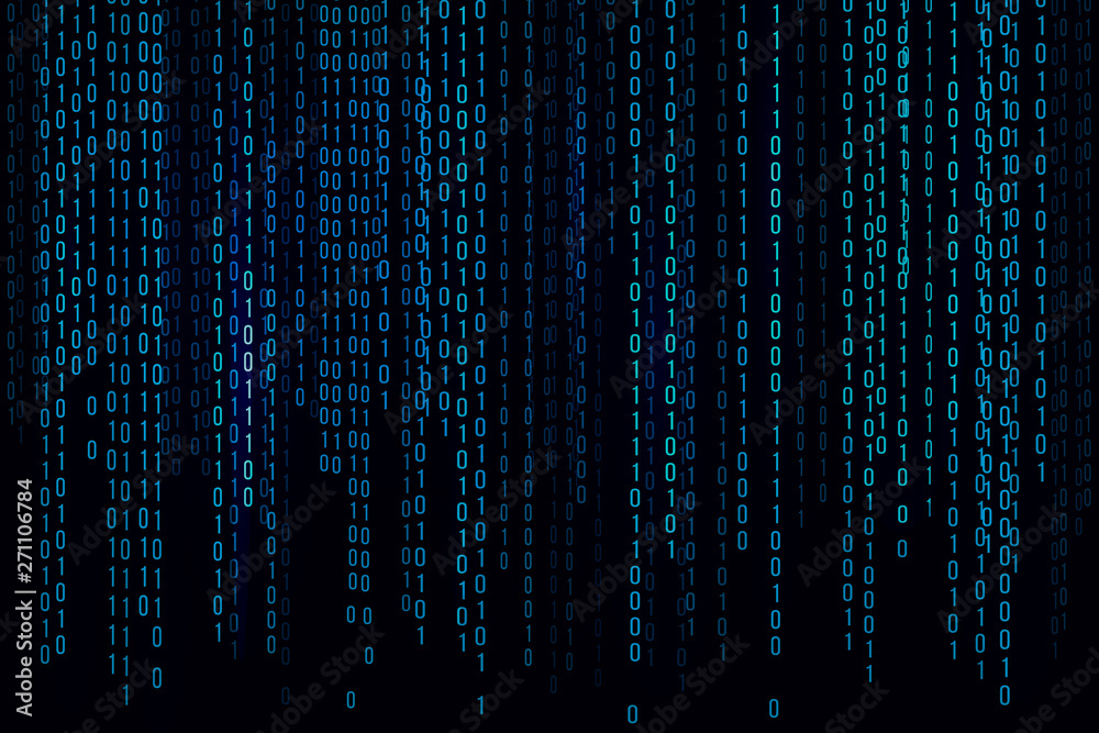 Digital background blue matrix. Background in a matrix style. Binary ...