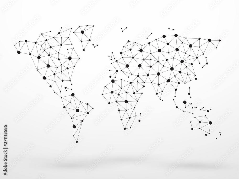 World Map Dots Connected Lines Vector Graphic Stock Vector | Adobe Stock World Map Dots Connected Lines Vector Graphic Stock Vector | Adobe Stock
