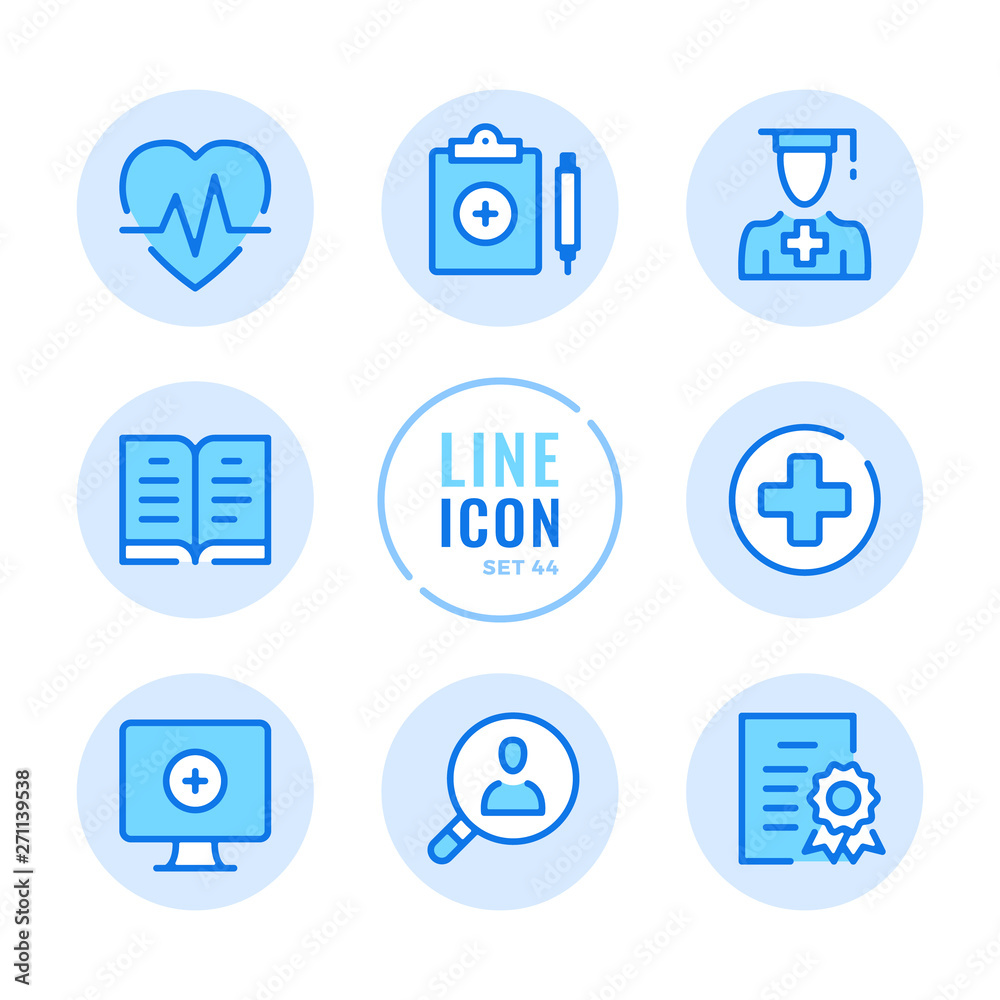 Medical education vector line icons set. Medical school, college ...