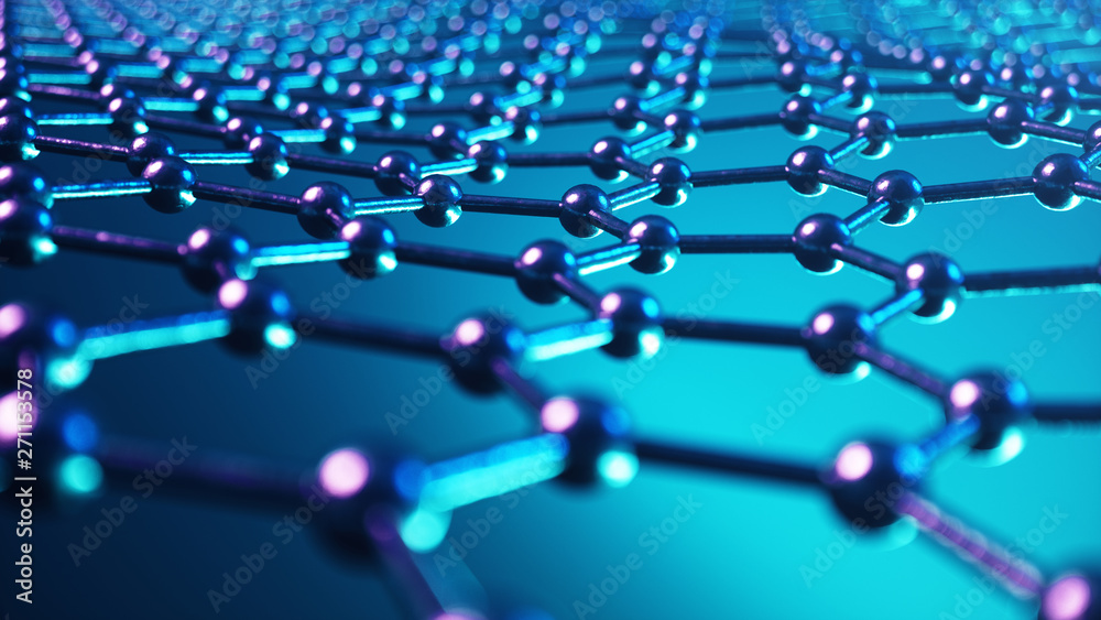 3d Illustration Structure Of The Graphene Or Carbon Surface Abstract Nanotechnology Hexagonal
