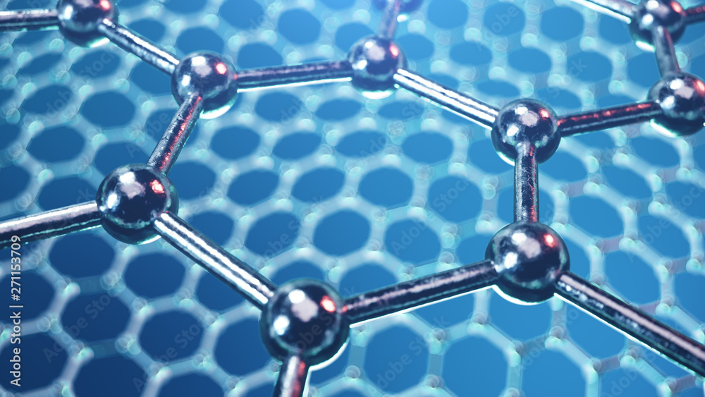 3d Illustration structure of the graphene or carbon surface, abstract ...