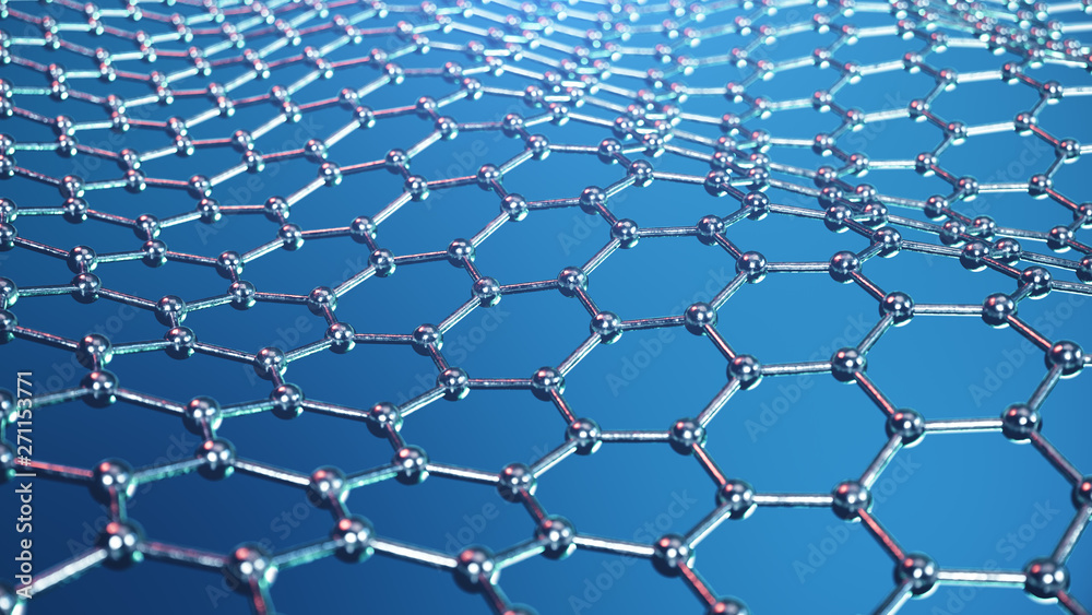 3d Illustration structure of the graphene or carbon surface, abstract ...