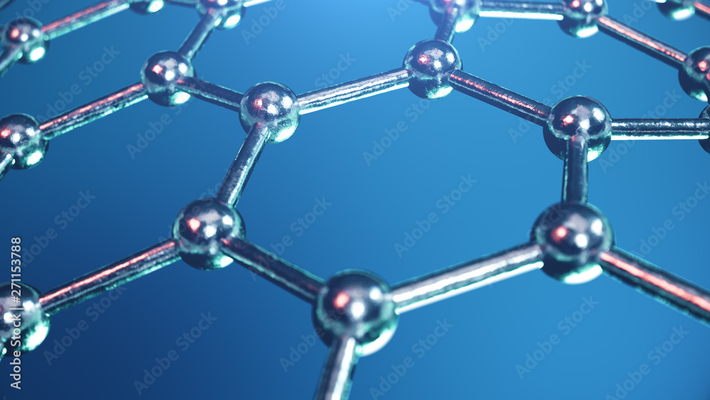 3d Illustration structure of the graphene or carbon surface, abstract ...