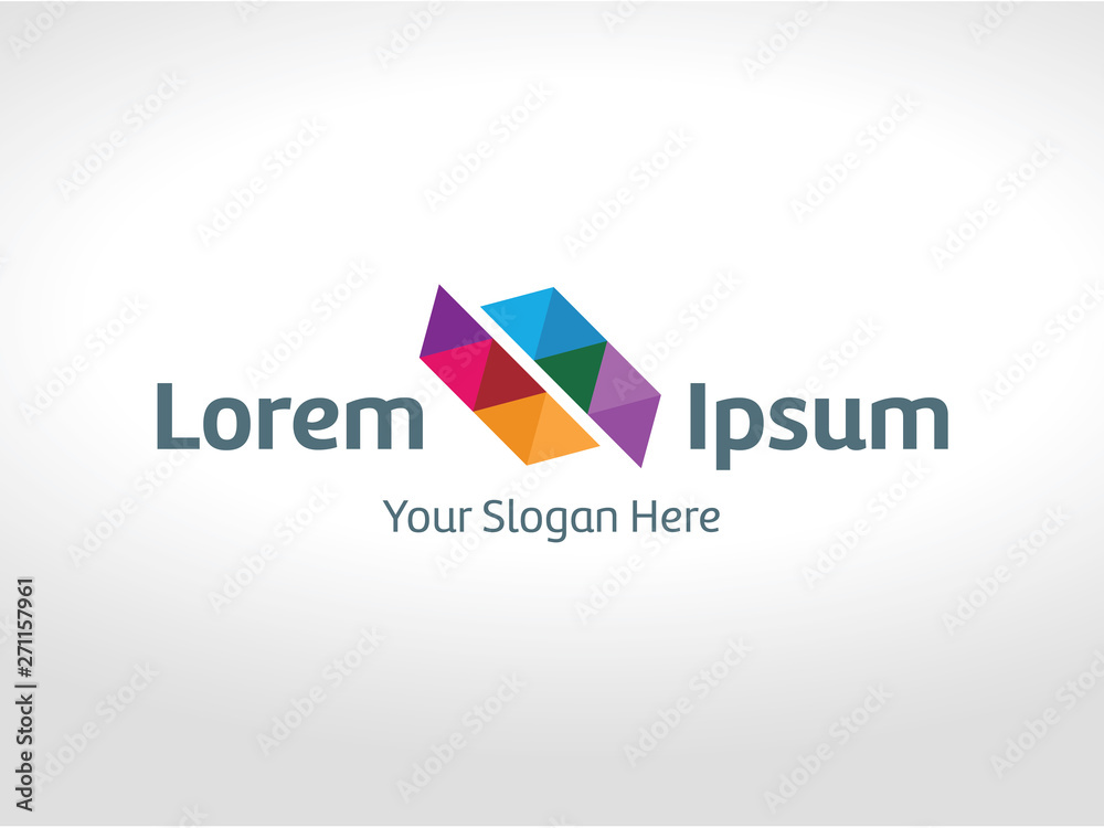 Colorful triangle logo design with square letter triangle pixel Stock ...