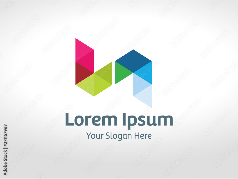 Colorful triangle logo design with square letter triangle pixel Stock ...