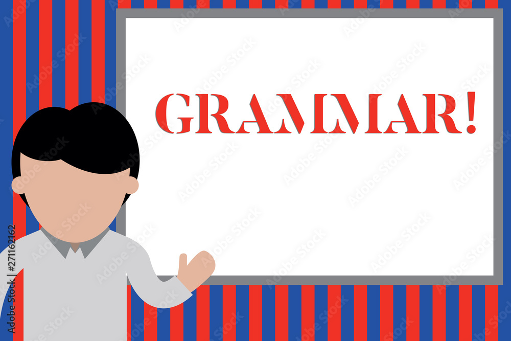 Writing note showing Grammar. Business concept for whole system ...