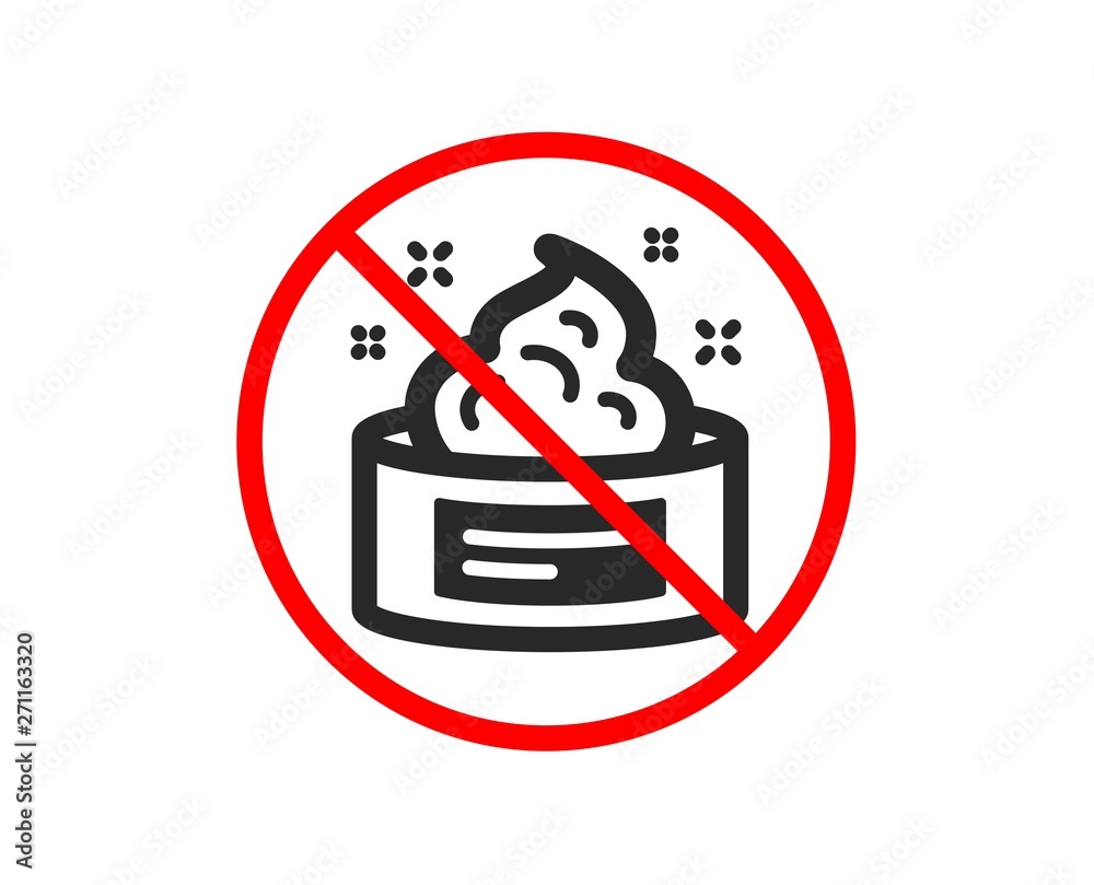 No or Stop. Skin cream icon. Face care sign. Gel or Lotion symbol ...
