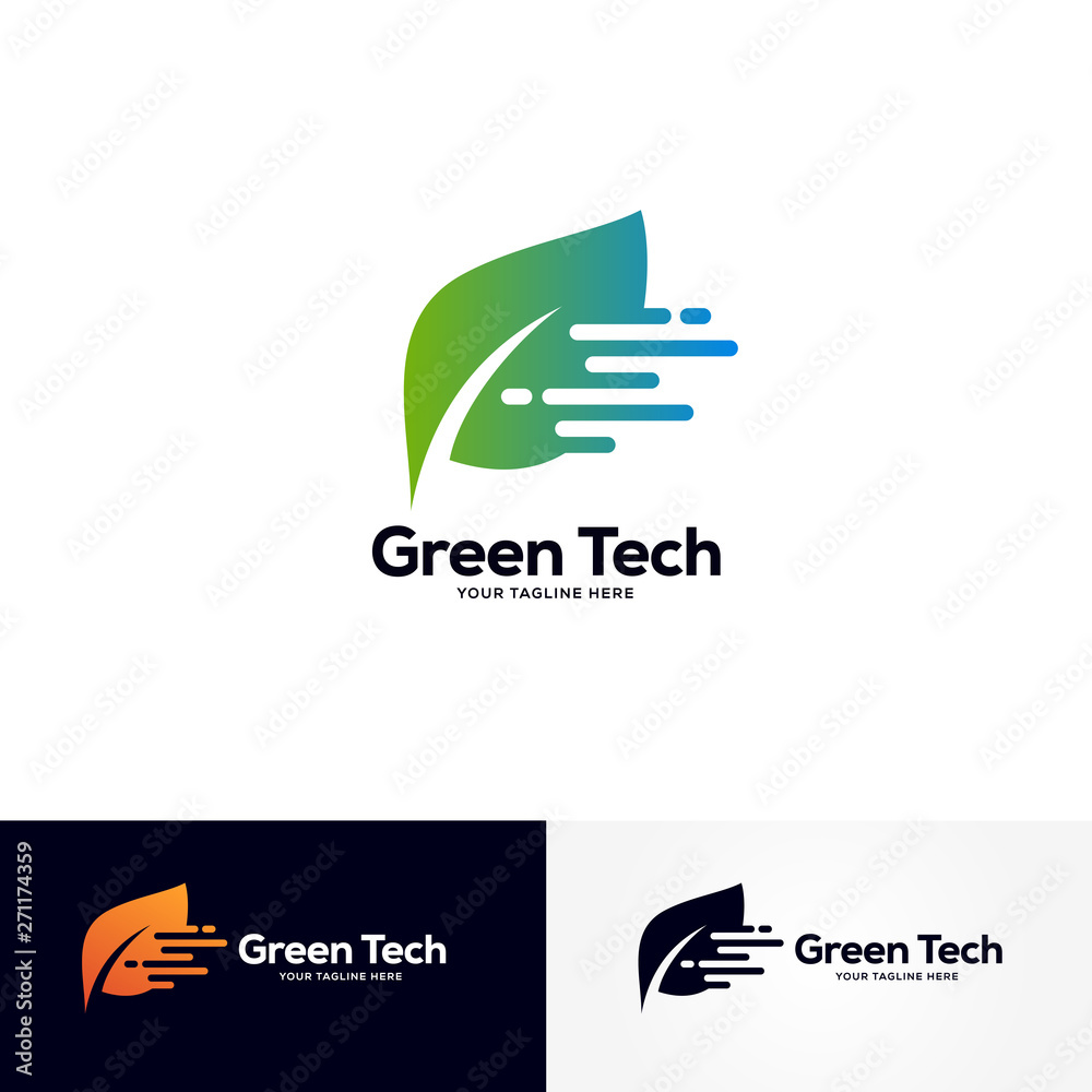 green tech logo designs template, creative technology logo symbol Stock ...