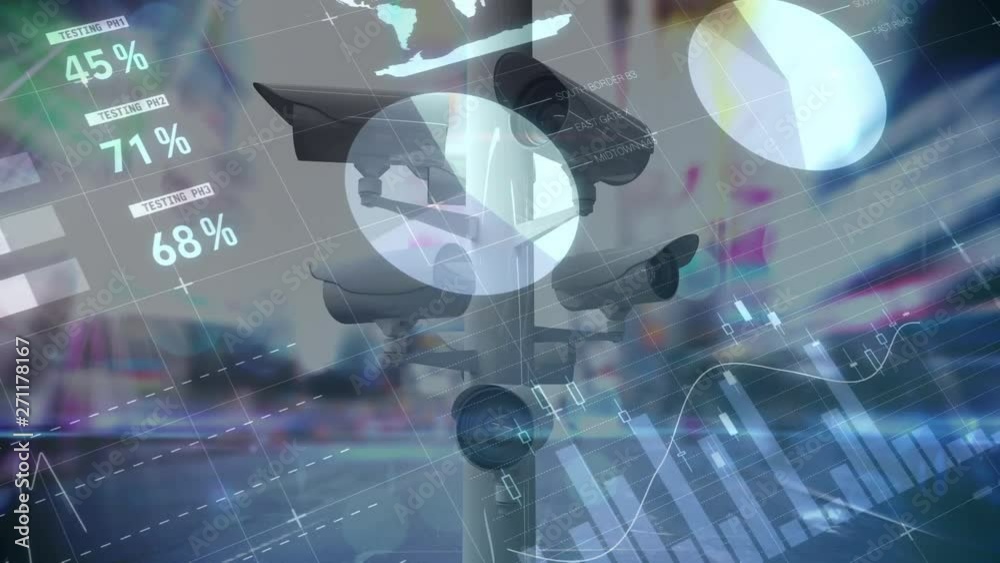 Surveillance cameras and graphs Stock Video | Adobe Stock