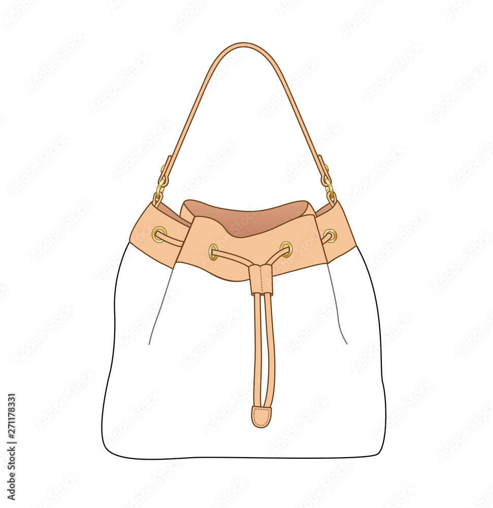bucket bag vector illustration flat sketch template isolated on white ...
