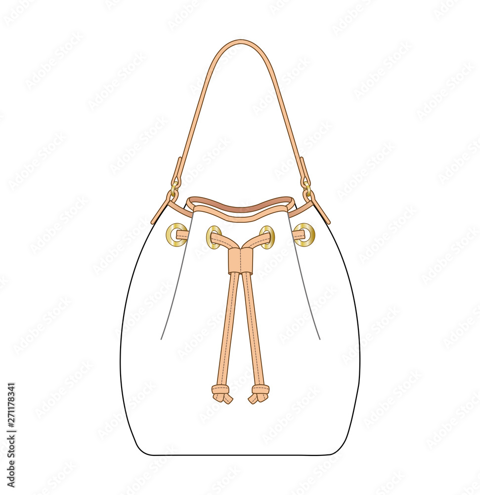 bucket bag vector illustration flat sketch template isolated on white ...