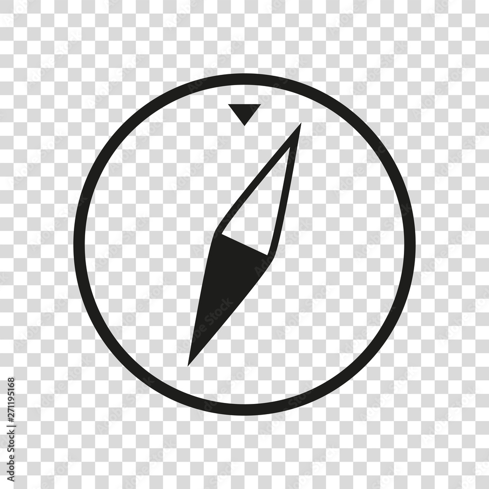 Simple black Compass icon in flat style, nautical tool on transparent ...