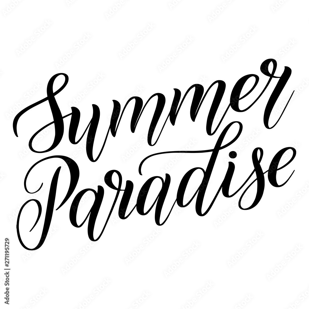 Summer Paradise. Vector design element for greeting cards. Black ...