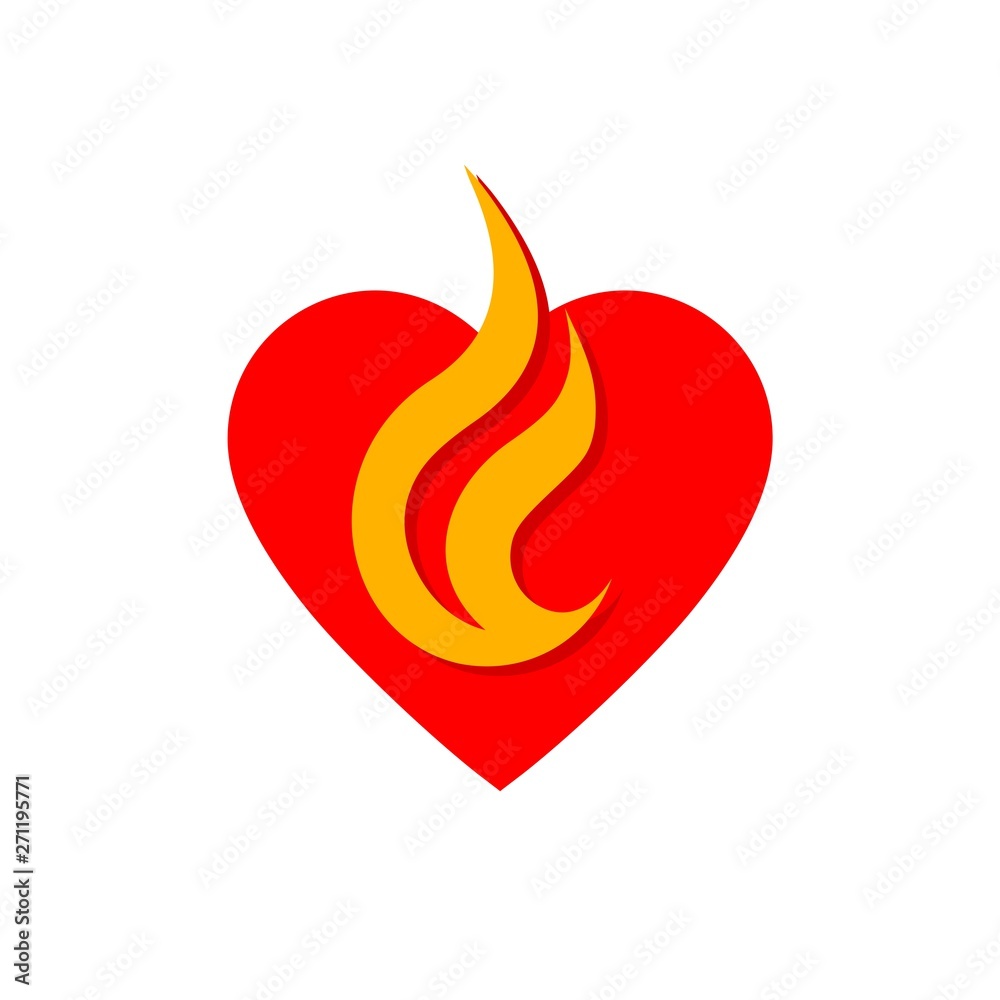 Heart Fire logo design concept, Heart and flame icon Stock Illustration ...