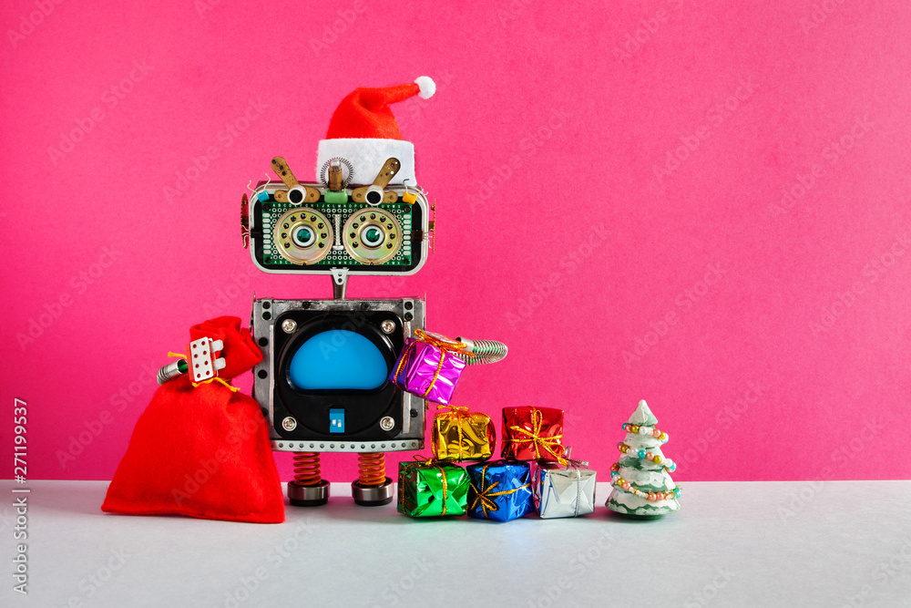 Celebration Christmas party New Year Santa Claus robotic greeting card ...