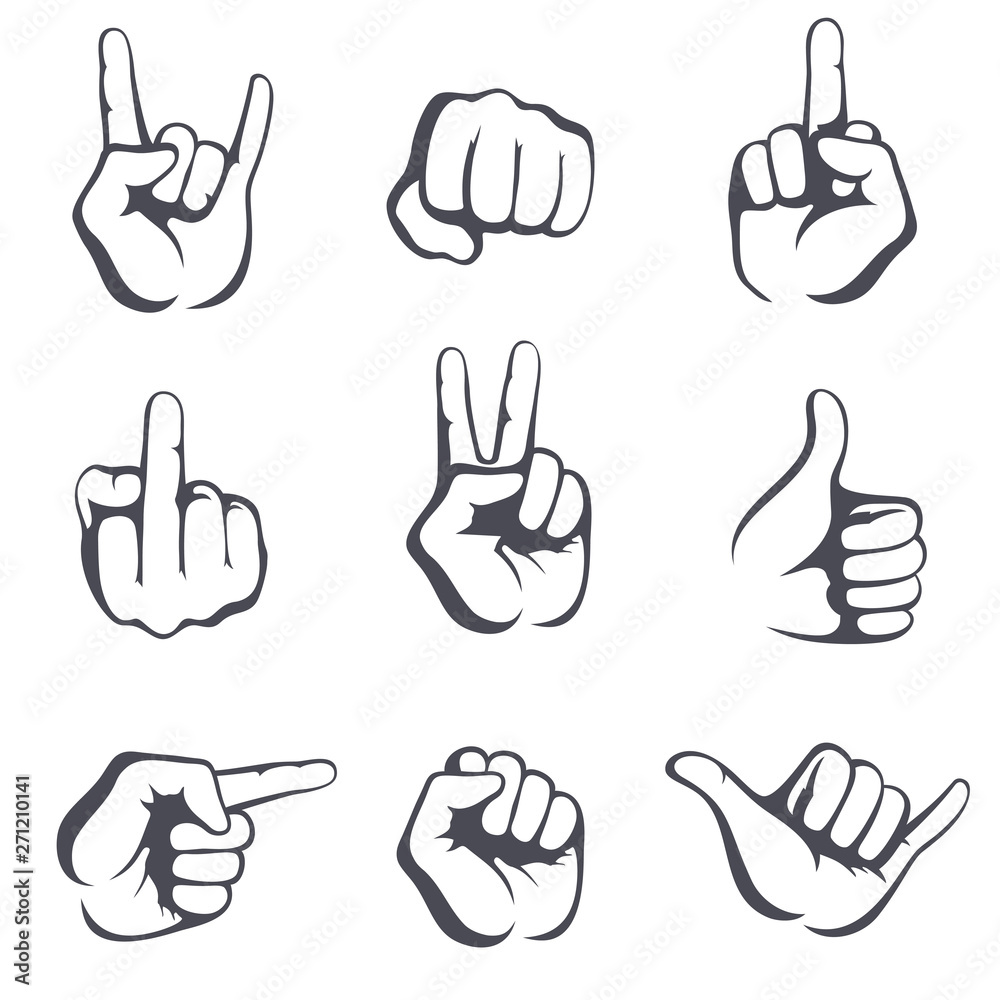 Different vector collection signs of hand gestures Stock Vector | Adobe ...