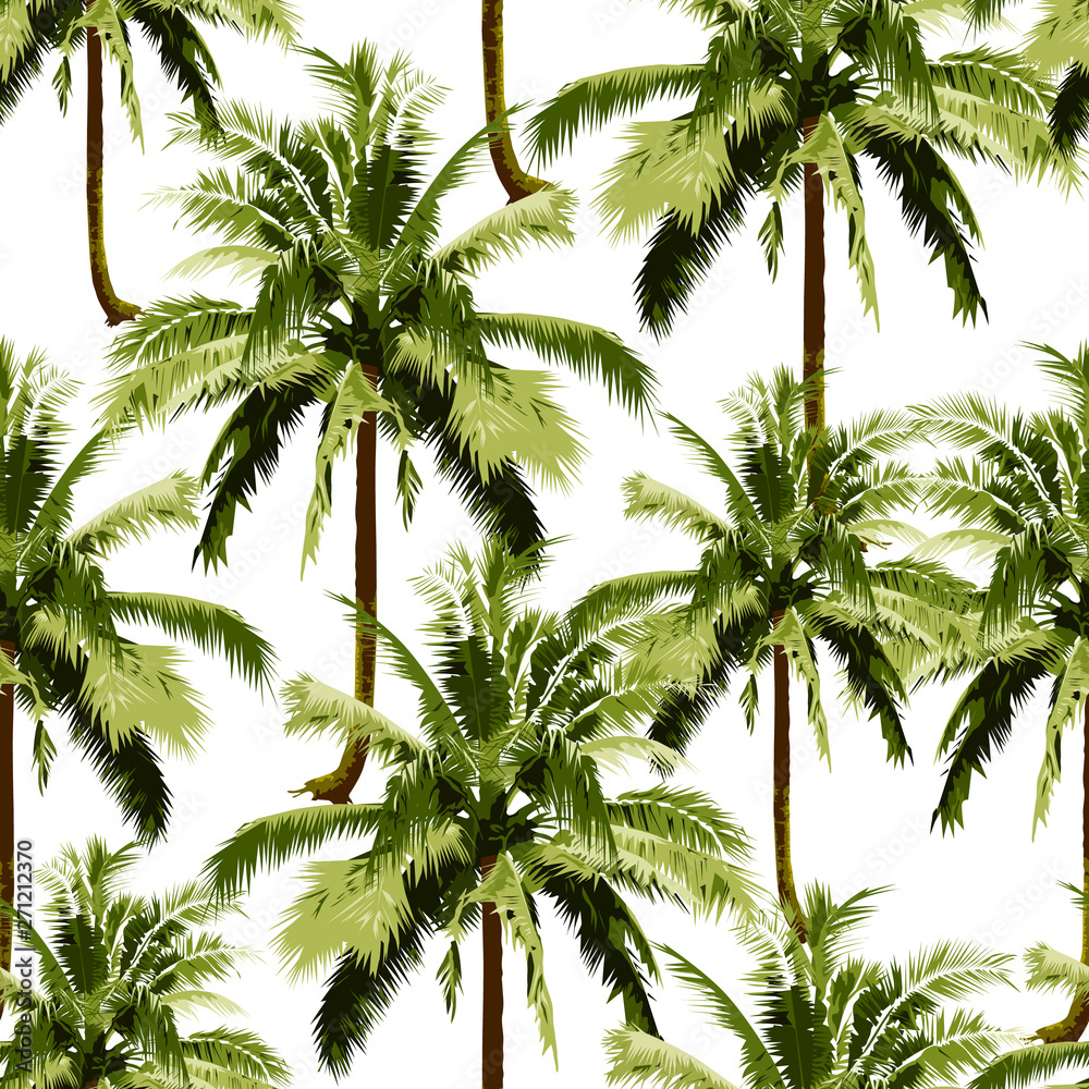 seamless green coconut trees pattern for fashion textile, plant vector ...