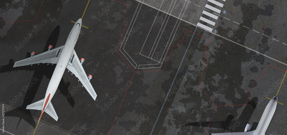 Aerial top view of Airplane in the airport Stock Photo | Adobe Stock